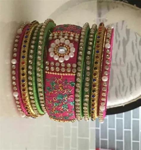 Jeevika Creations Designer Silk Thread Bangles Set At Rs 500set In