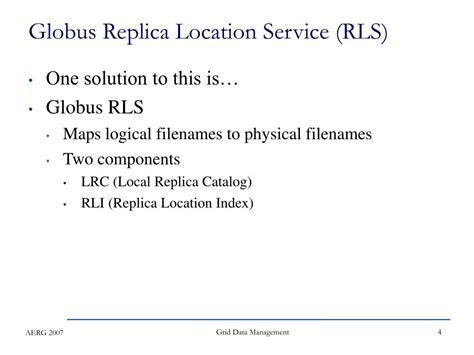 Ppt Grid Data Management Replica Location Service Powerpoint