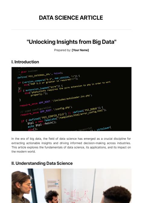 free data science article template to edit online
