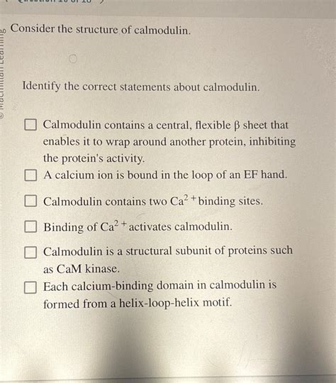 Solved Consider The Structure Of Calmodulinidentify The