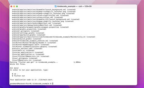 flutter create a new project in the current directory kindacode