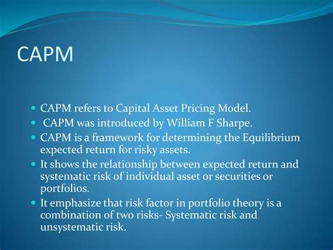 Capital Asset Pricing Model Capm Pptx Stocks And Bonds Personal Investing