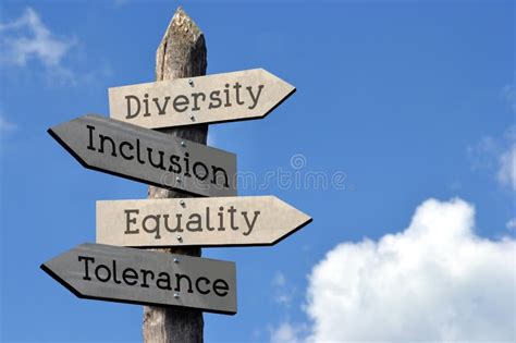 Diversity Tolerance Equality Inclusion Outline Signpost With Four