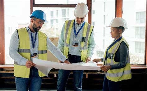 Blueprint Planning And Construction Worker Architect And Engineer