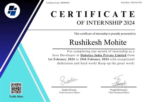 Javadevelopment Internshipsuccess Daboticsindia Rushikesh Mohite