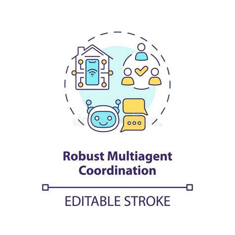 2d Thin Line Icon Robust Multiagent Coordination Concept Stock Vector