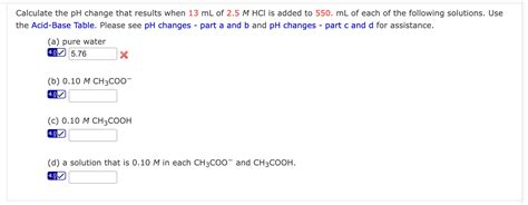 Solved Calculate The PH Change That Results When ML Of Chegg Com