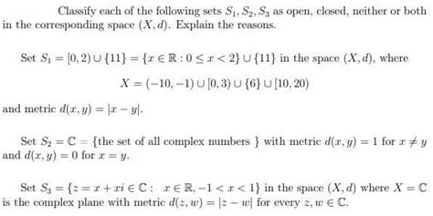solved classify each of the following sets s1 s2 sy as