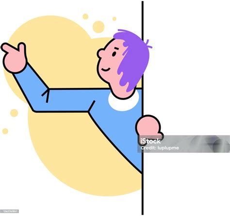 호기심 엿보는 여자 캐릭터 포인트 팔 왼쪽 텍스트 장소 여성은 흰색 평면 벡터 일러스트에 고립 된 나타냅니다 개념 귀여운 쾌활한 소녀 개념에 대한 스톡 벡터 아트 및 기타