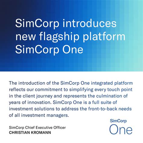 Simcorp Introduces New Flagship Platform Simcorp One Simcorp