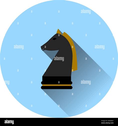 Chess Horse Icon. Flat Circle Stencil Design With Long Shadow. Vector Illustration Stock Vector ...