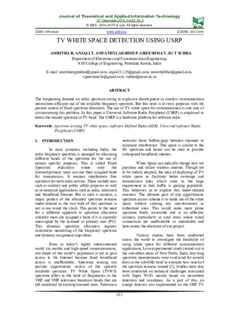 Pdf Tv White Space Detection Using Usrp