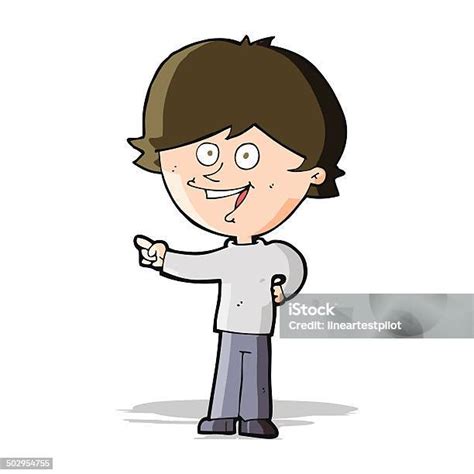 말풍선이 있고 손으로 가리키는 남자아이 웃음소리 및 귀여운에 대한 스톡 벡터 아트 및 기타 이미지 귀여운 그리기 기이함 Istock