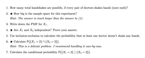 Solved Handshaking Party Five Doctors Attend A Meeting Chegg Com