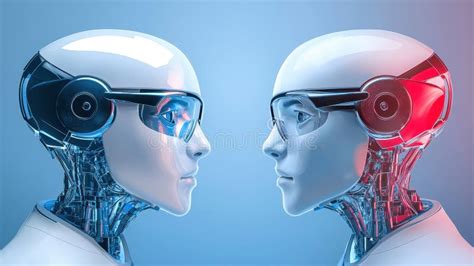 Two Futuristic Robots Face Off A Glimpse Into Advanced Robotics And Artificial Intelligence