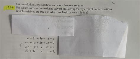 Has No Solutions One Solution And More Than One Chegg