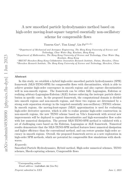 Lin Fu 傅林 On Linkedin Pdf A New Smoothed Particle Hydrodynamics