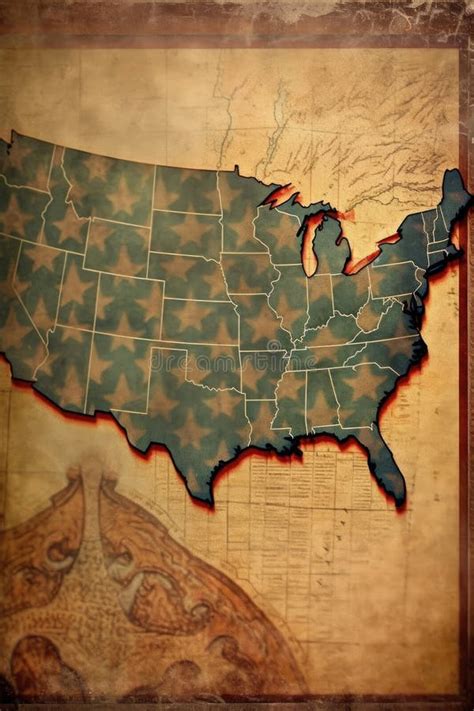 Vintage Textured Us Map With State Borders Stock Photo Image Of Geography America 283400798
