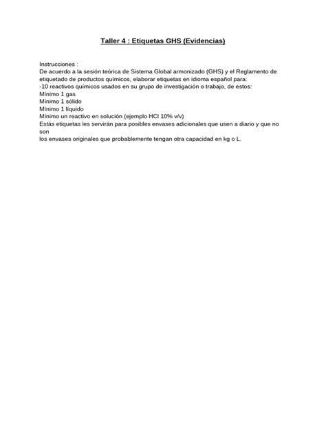 Taller 4etiquetas Ghs Pdf