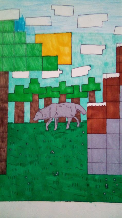 In Art Class We Needed To Draw A Wolf So I Made This R Minecraft