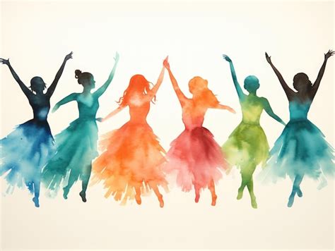 Premium Ai Image Colorful Watercolor Illustrated Dance On White