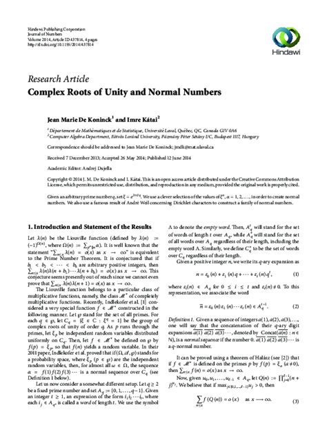 pdf complex roots of unity and normal numbers