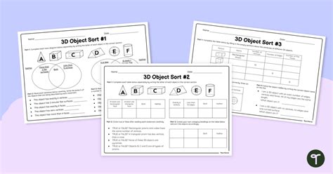 Classifying And Sorting 3d Objects Worksheet Teach Starter
