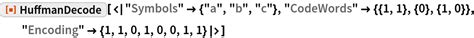 Huffmandecode Wolfram Function Repository