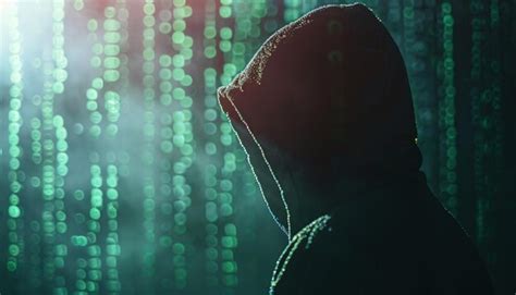 Premium Photo Hacker Silhouette In A Hood On A Background Of Binary Code Ai Generative