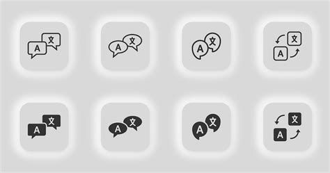 언어 번역 아이콘 집합 연설 거품 개념 그림 기호 서명 온라인 번역 벡터 프리미엄 벡터