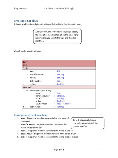 Week 01 Lab 02 Cars Pdf Parameter Computer Programming Programming