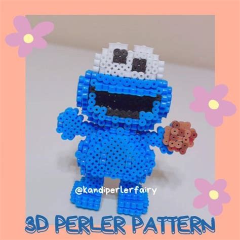 Instant Download 3d Perler Beads Pattern To Blue Monster Cute