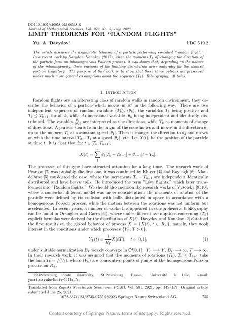 Limit Theorems For Random Flights”