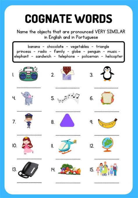 Língua Inglesa Cognate Words Palavras Cognatas Conexão Escola Sme