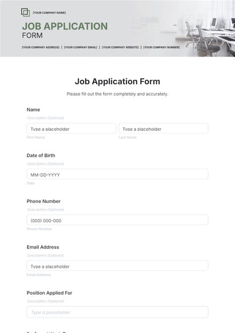 Free Application Form Templates To Edit Online