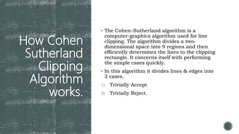 Cohen Sutherland Line Clipping Algorithm Pptx Computing Technology And Computing