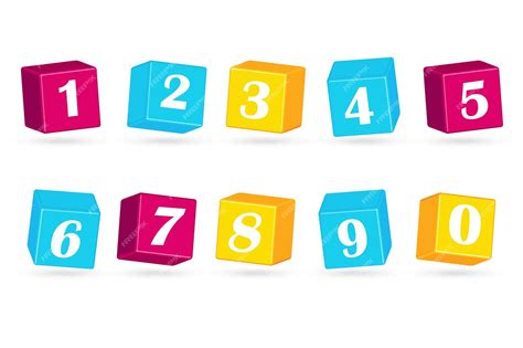 Premium Vector Colored Cubes With Numbers 1 2 3 4 5 6 7 8 9 0