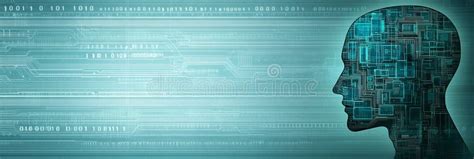 Human Head Profile Formed By Circuit Boards With Binary Code On Technology Background Stock