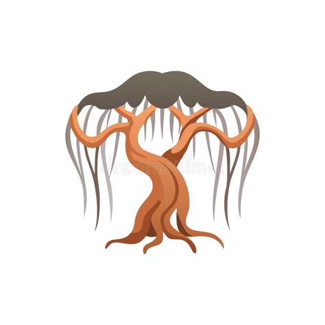 Cartoon Weeping Willow Tree Illustration Natural Forest Element Vector