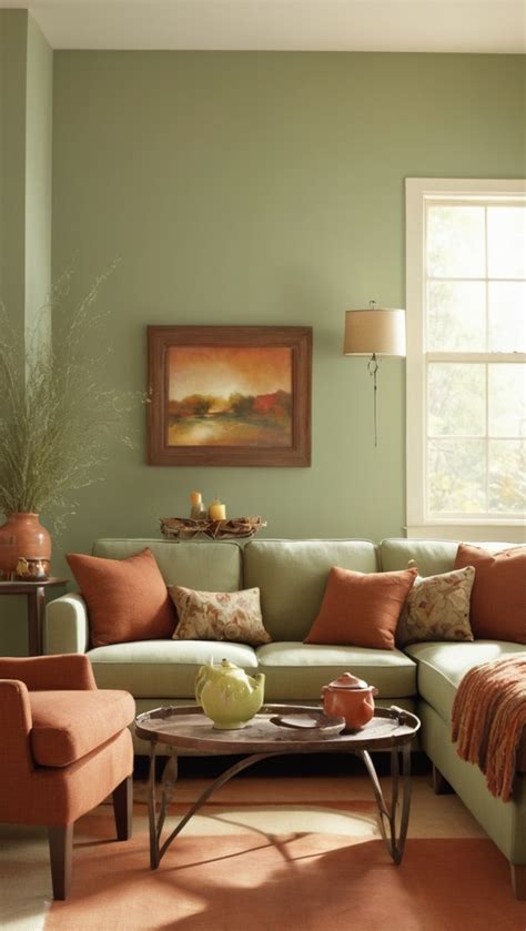 Rust And Sage Green Living Room