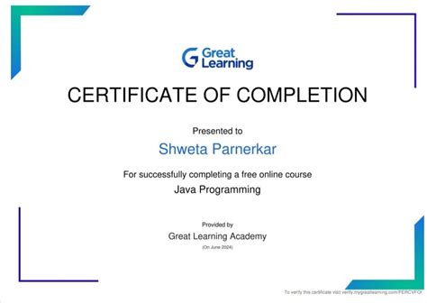 Shweta Parnerkar On Linkedin Im Pleased To Share That I Have Completed Java Programming