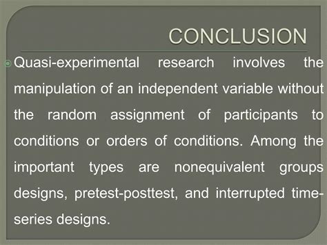 Quasi Experimental Design Type Of Research Design Research Nursing Pptx