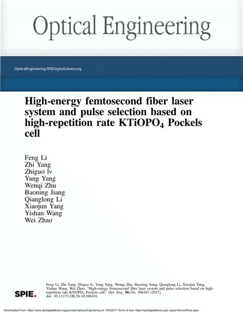 Pdf High Energy Femtosecond Fiber Laser System And Pulse Selection