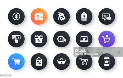 쇼핑 아이콘입니다 선물 퍼센트 사인 및 세일 할인 클래식 아이콘 세트입니다 벡터 가방에 대한 스톡 벡터 아트 및 기타 이미지 가방 개념 개념과 주제 Istock