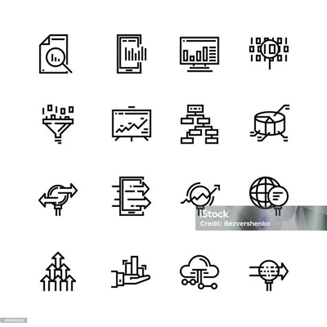 데이터 분석 관련 벡터 라인 아이콘의 간단한 세트 차트 그래프 트래픽 분석 빅 데이터와 더 많은과 같은 아이콘을 포함합니다 48 X 48 픽셀 완벽 한입니다 개체 그룹에