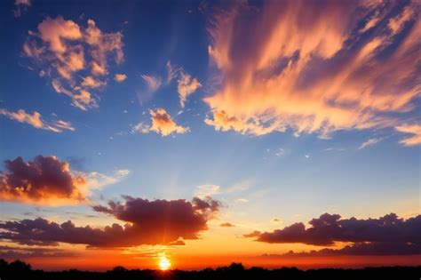 Premium Photo A Purple Sky With A Pink Sunset And A Field In The