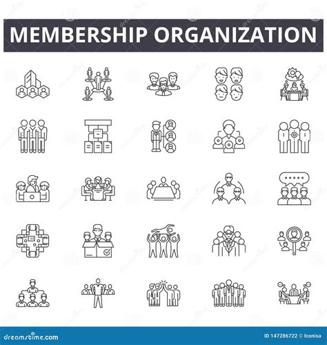 Membership Organization Concept Line Icons Signs Vector Set Linear