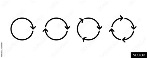 1 2 3 4 Circular Arrows Loading Refresh Sync Concept Vector Icons In Line Style Design For