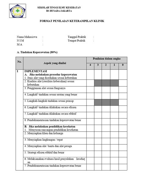 Format Penilaian Keterampilan Klinik Pdf