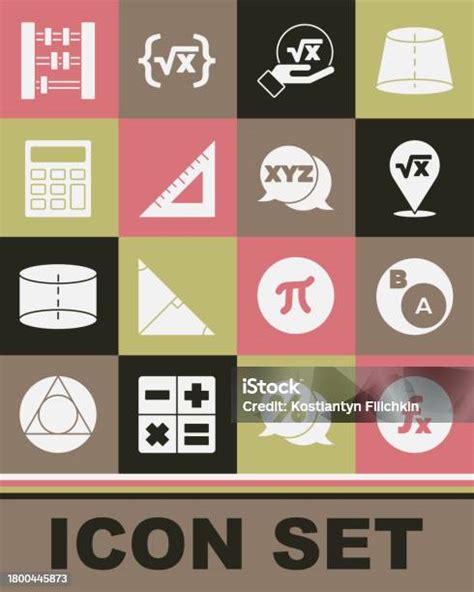 함수 수학 기호 하위 집합 수학 의 하위 집합 제곱근 X 글리프 삼각형 눈금자 계산기 주판 및 Xyz 좌표계 아이콘입니다 벡터 0명에 대한 스톡 벡터 아트 및 기타 이미지